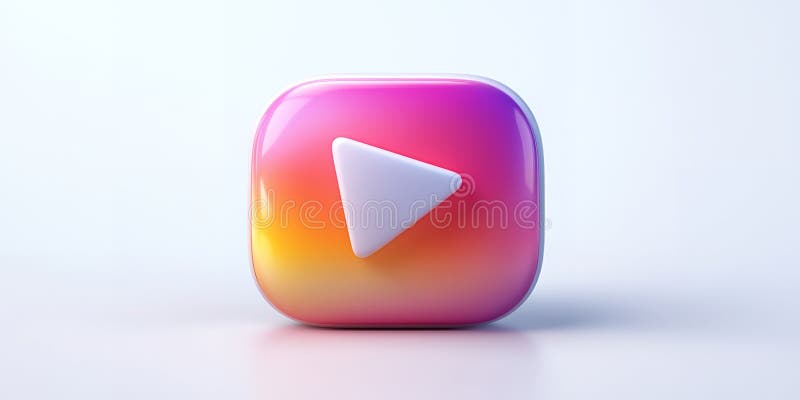 Gradient Play Button Icon Modern Design Digital Art 3D Render Pink ...