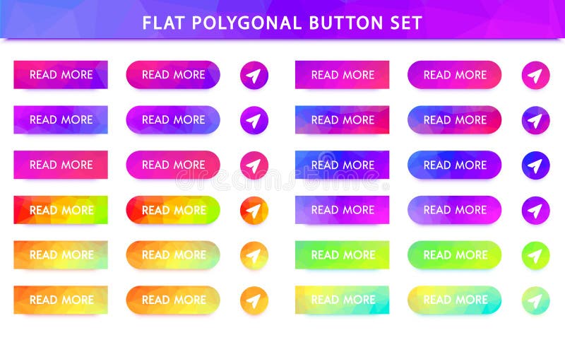 Gradient Polygonal Vector Buttons Stock Illustration - Illustration of ...