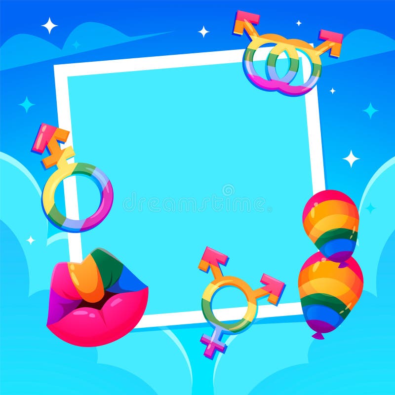 Gender Symbols in Gradient Pride Month Frame Background Stock Photo ...