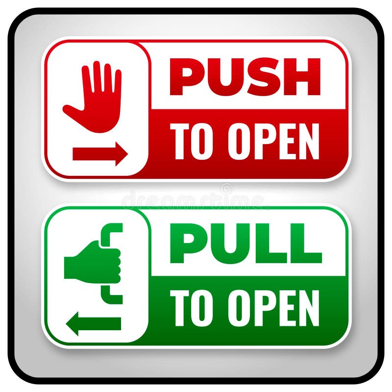 Gradient Push Pull Sign Illustration Pull and Push To Open. Vector ...