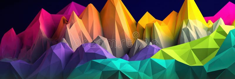 Gradient Rainbow Colored Topographic Grid Terrain with Hills and ...