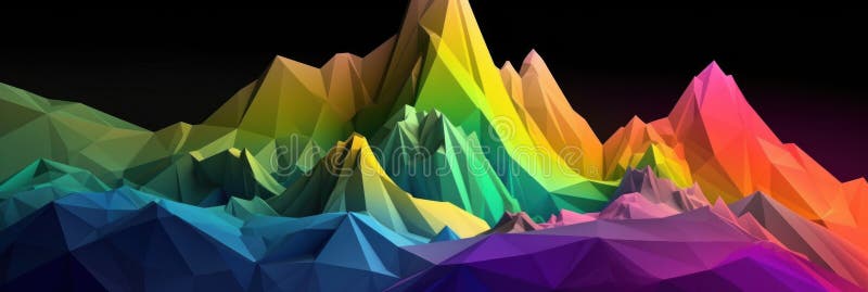Gradient Rainbow Colored Topographic Grid Terrain with Hills and ...