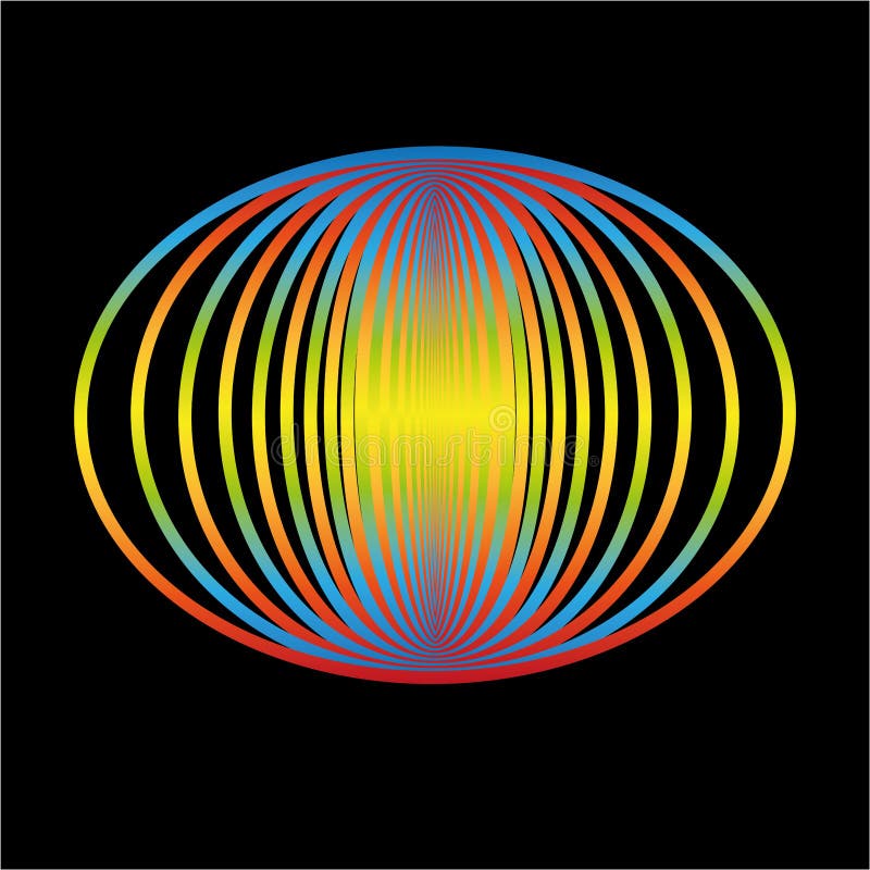 Gradient Rainbow Colors Dynamic Ellipse Shape on Black Background Stock ...