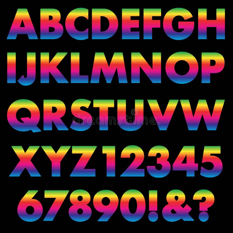 Gradient Rainbow Vector Alphabet Font Stock Vector - Illustration of ...