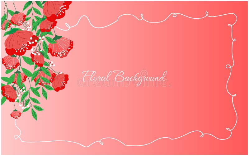 Gradient Red Floral Background with Border Stock Vector - Illustration ...