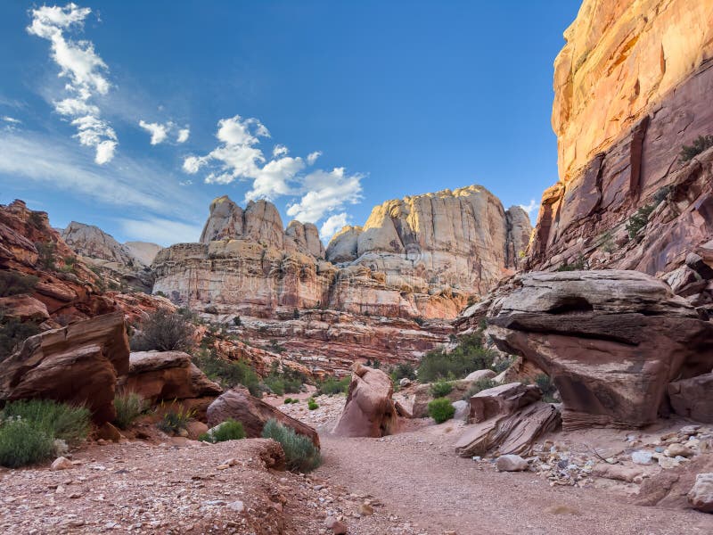 Gradient of Red To White Rocks in Capitol Gorge Stock Image - Image of ...