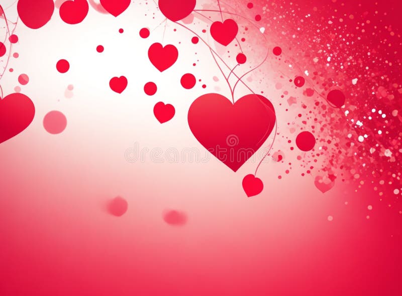 Gradient Red White Heart Shaped Light Bokeh Background Stock ...