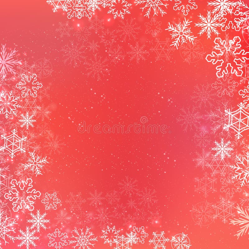 Gradient Red Winter Square Banner Background with Snowflake Stock ...