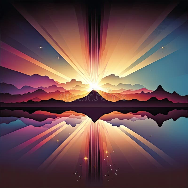 Lake Sunset Rays Stock Illustrations – 409 Lake Sunset Rays Stock ...