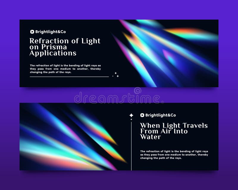 Gradient Refraction of Light Horizontal Banner Set Stock Illustration ...