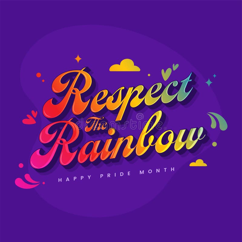 Gradient Respect the Rainbow Font with Hearts, Arc Drops and Cloud on ...