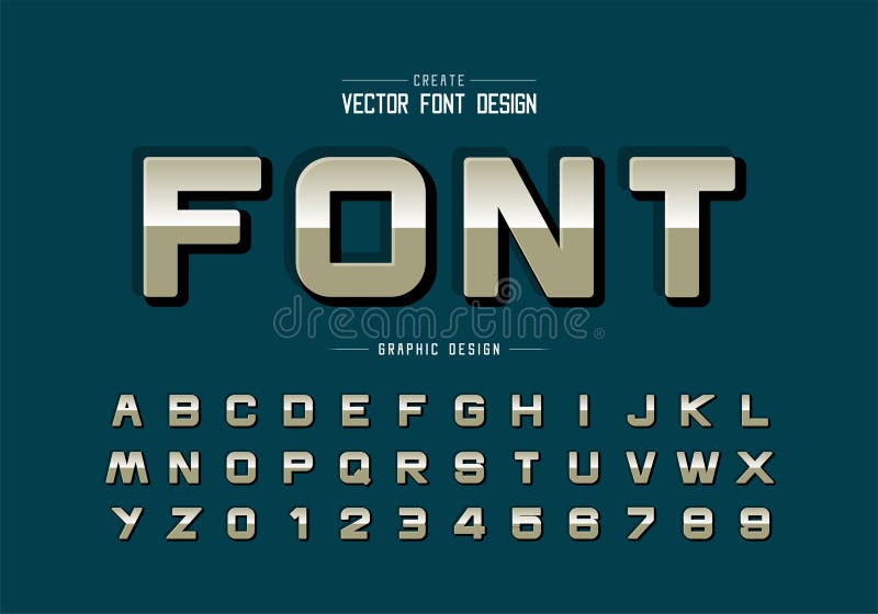 Gradient Round Font and Reflective Alphabet Vector, Design Typeface ...