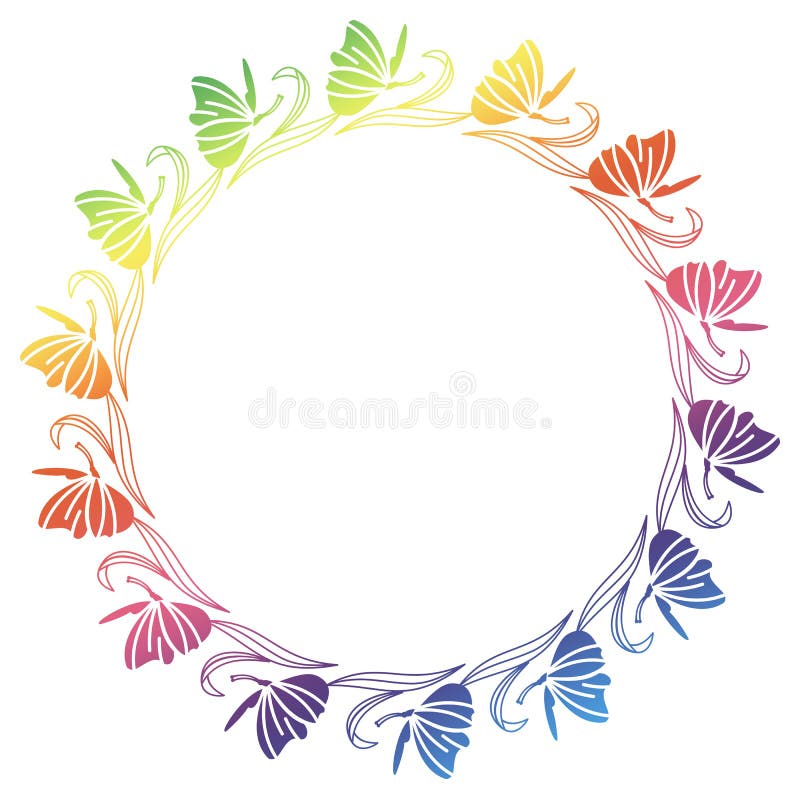 Round Frame with Butterflies Stock Illustration - Illustration of ...