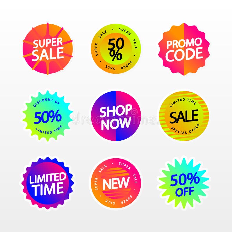 Gradient Sale Badge Collection Vector Illustration. Stock Vector ...