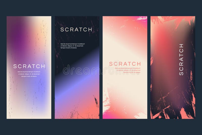 Gradient Scratch Effect Design Card Set Stock Illustration ...