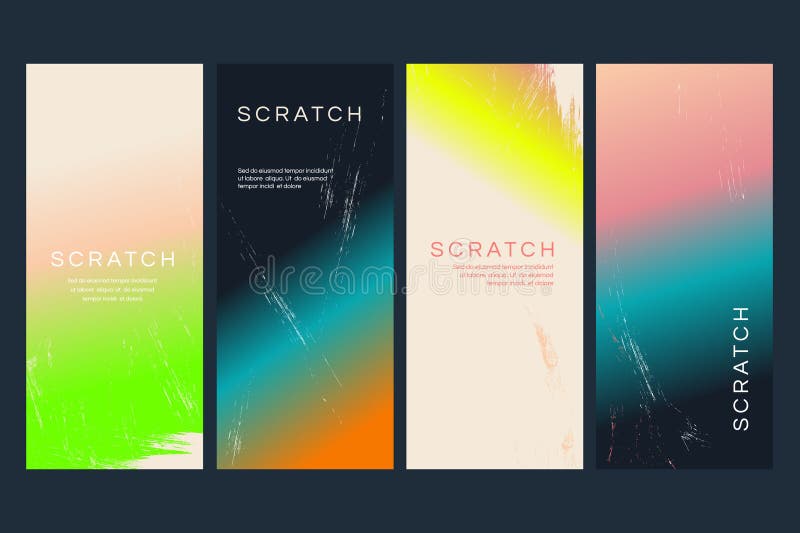 Gradient Scratch Effect Design Card Set Stock Illustration ...