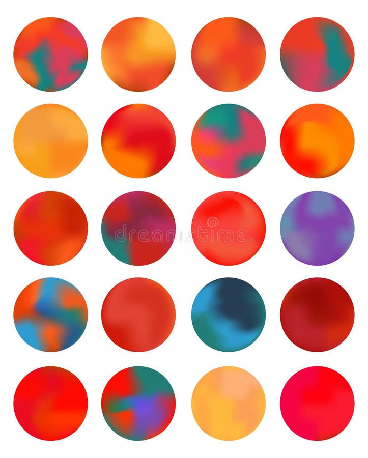 Gradient Set on White Background. Multicolor Red, Orange, Yellow, Pink ...