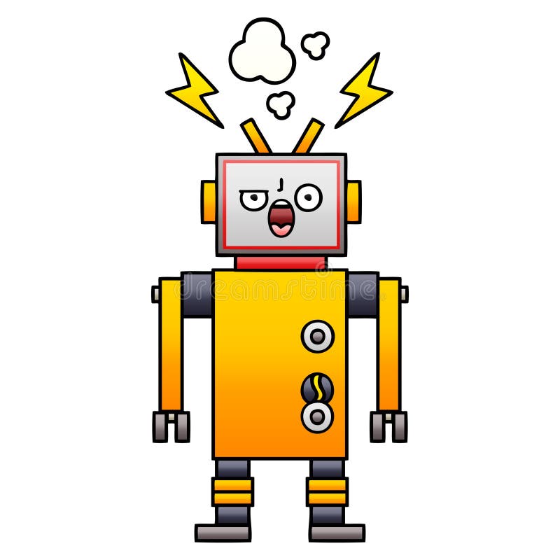 Gradient Shaded Cartoon Broken Robot Stock Vector - Illustration of ...