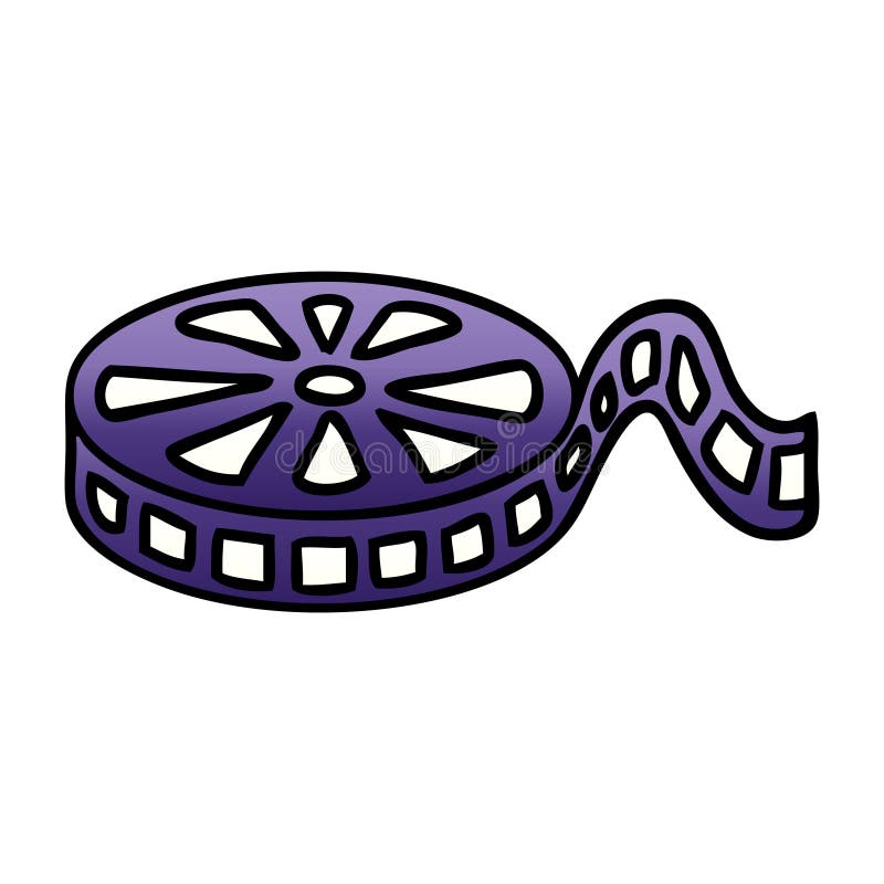 Gradient Shaded Cartoon Film Reel Stock Vector - Illustration of cute ...
