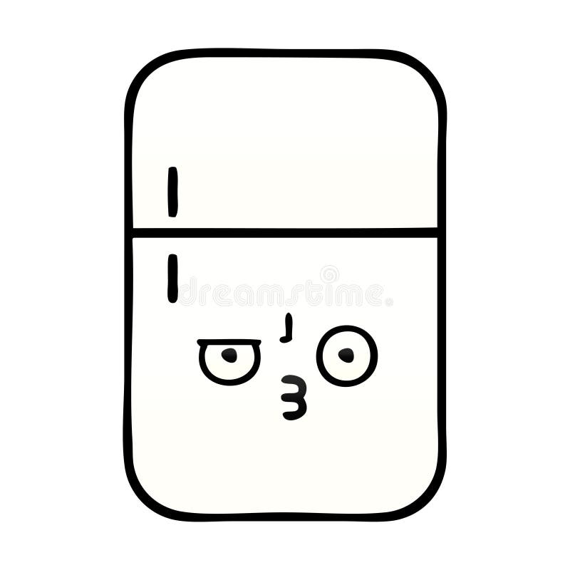 Gradient Shaded Cartoon of a Fridge Freezer Stock Vector - Illustration ...