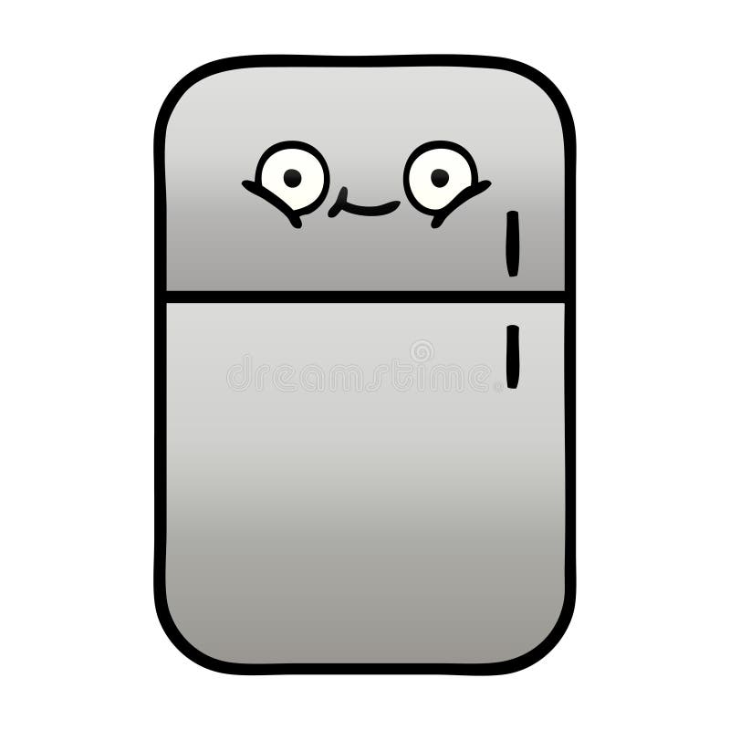 Gradient Shaded Cartoon of a Fridge Freezer Stock Vector - Illustration ...