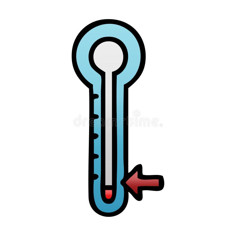 Gradient Shaded Cartoon Glass Thermometer Stock Vector - Illustration ...