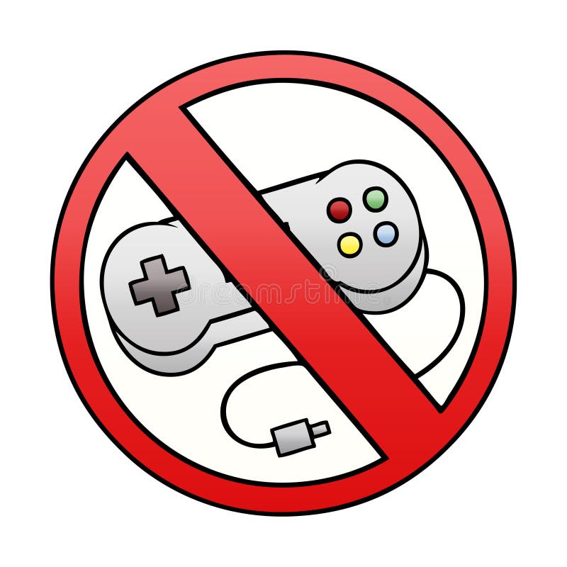 Gradient Shaded Cartoon of a No Gaming Allowed Sign Stock Vector ...