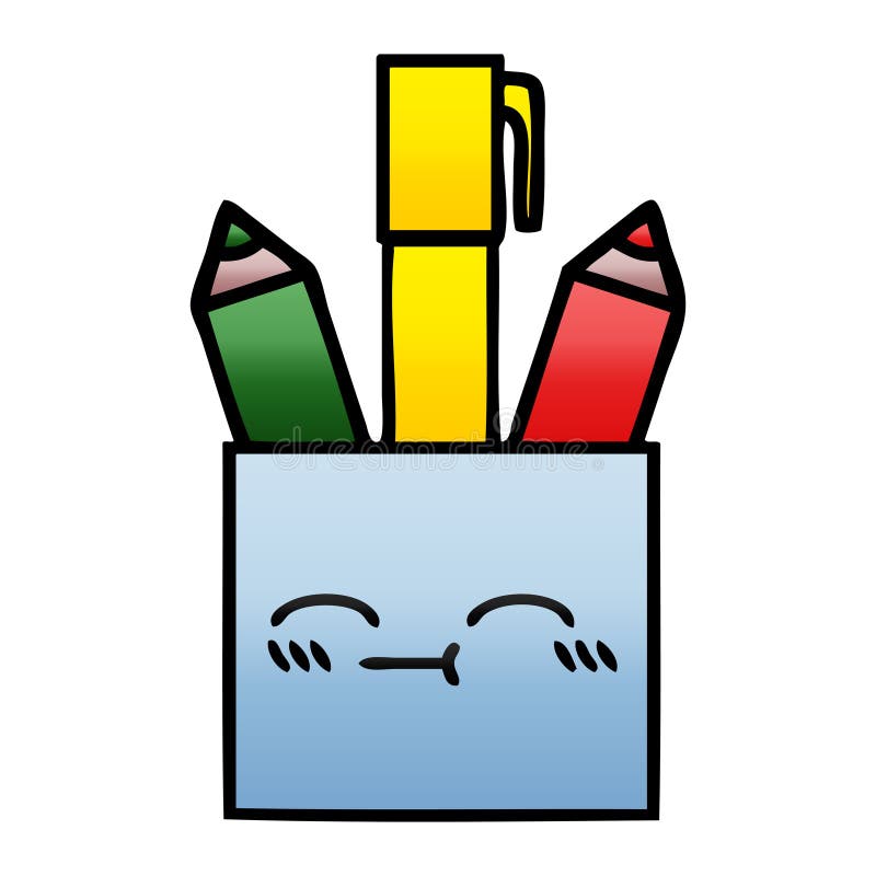 Gradient Shaded Cartoon Pencil Pot Stock Vector - Illustration of retro ...