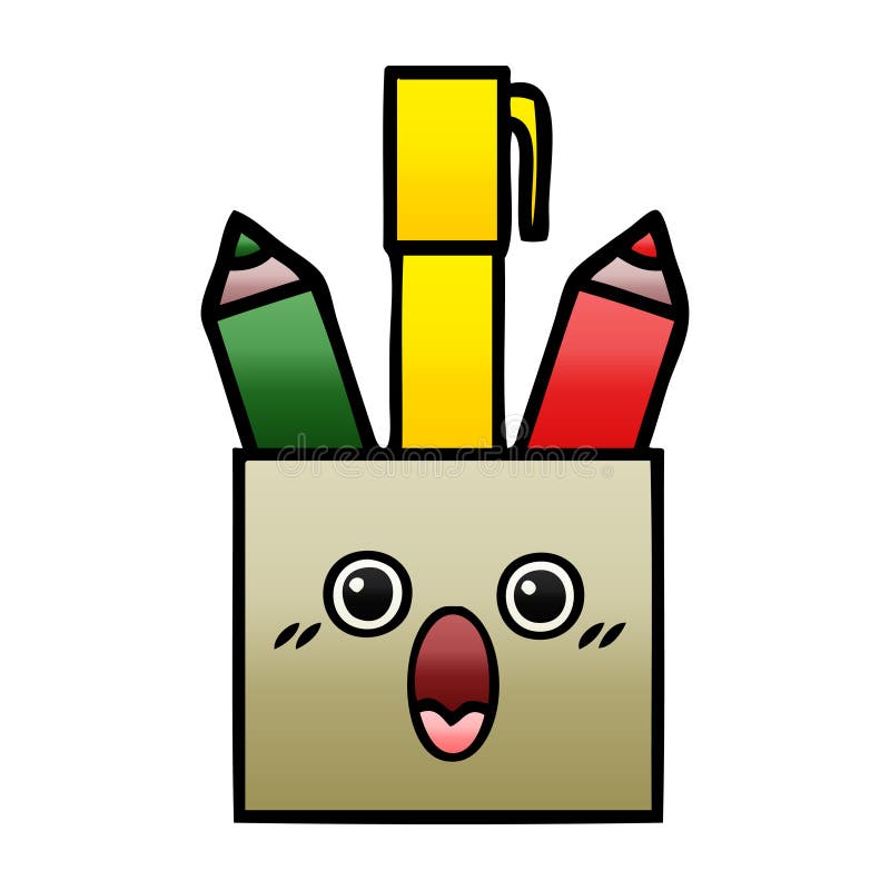 Gradient Shaded Cartoon Pencil Pot Stock Vector - Illustration of ...