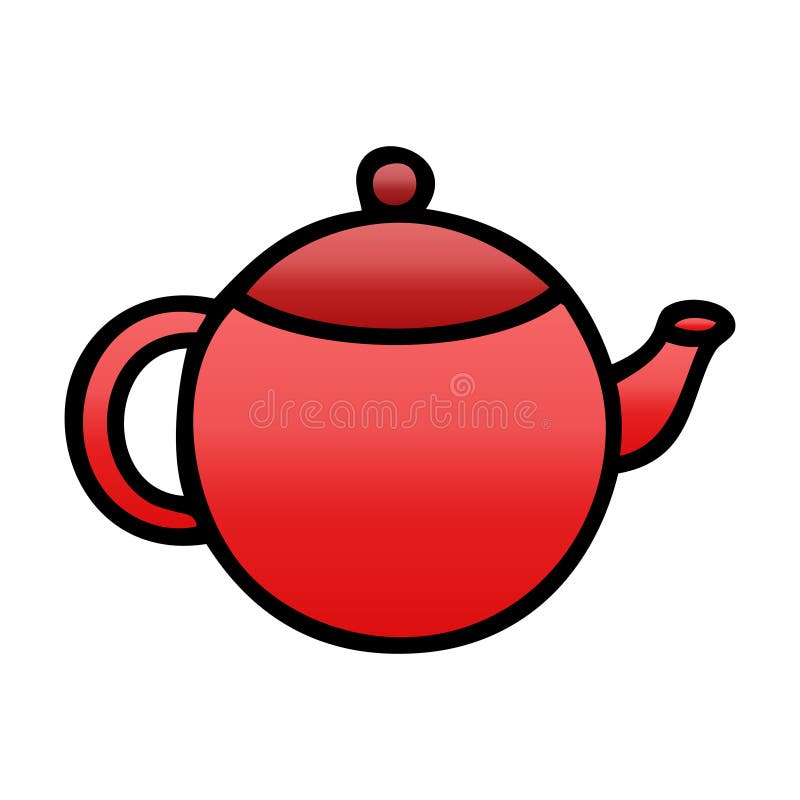 Gradient Shaded Cartoon of a Red Tea Pot Stock Vector - Illustration of ...