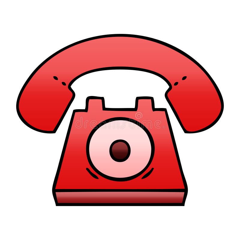 Gradient Shaded Cartoon of a Red Telephone Stock Vector - Illustration ...