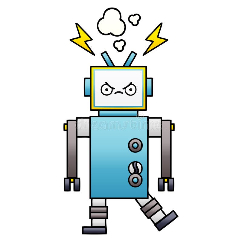Gradient Shaded Cartoon Robot Stock Vector - Illustration of science ...