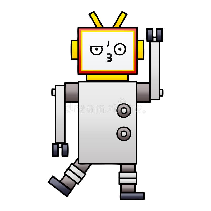 Gradient Shaded Cartoon Robot Stock Vector - Illustration of quirky ...