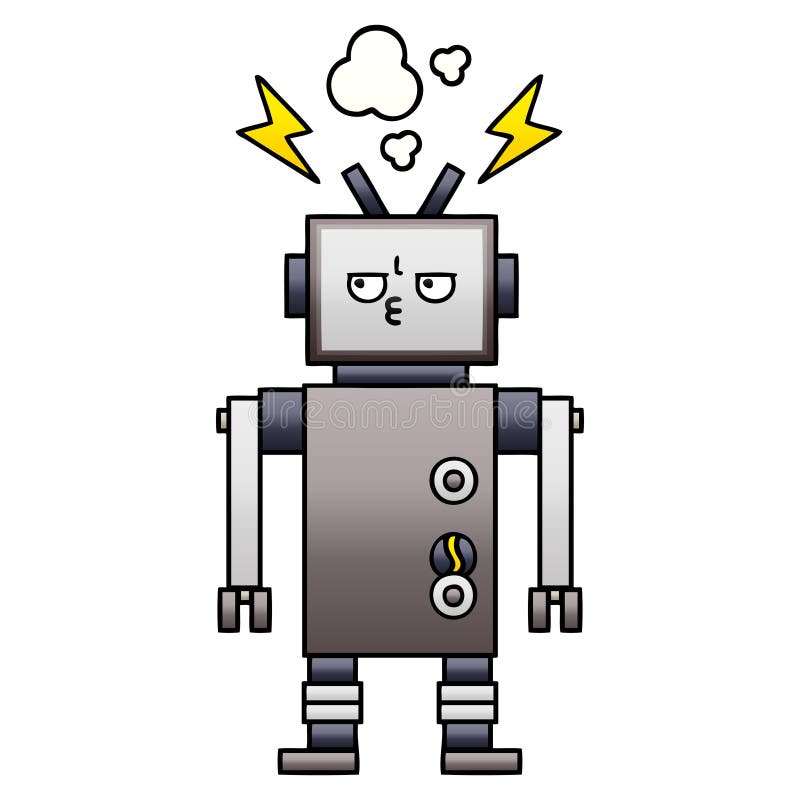 Gradient Shaded Cartoon Robot Stock Vector - Illustration of retro ...