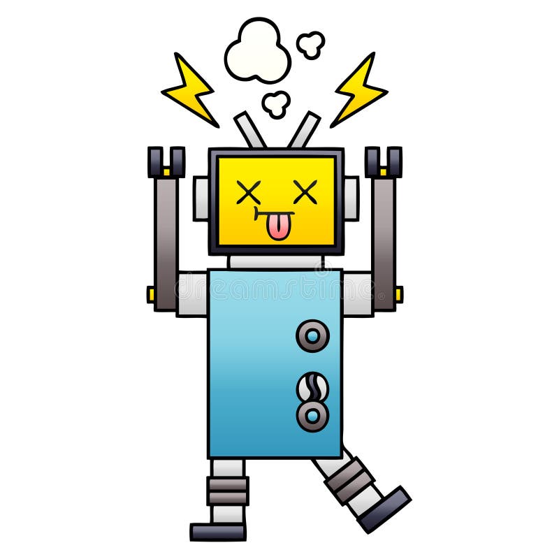 Gradient Shaded Cartoon Robot Malfunction Stock Vector - Illustration ...