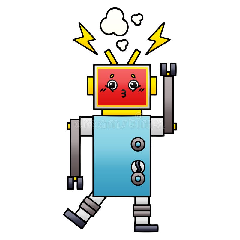 Gradient Shaded Cartoon Robot Malfunction Stock Vector - Illustration ...