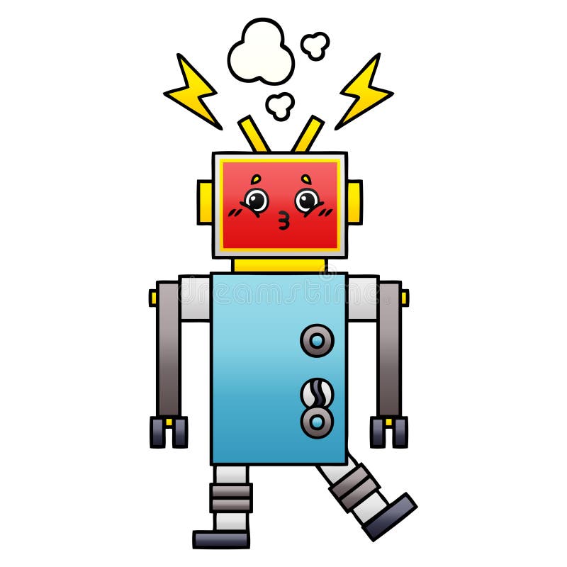 Gradient Shaded Cartoon Robot Malfunction Stock Vector - Illustration ...
