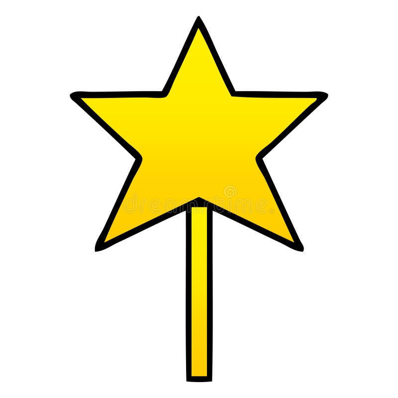 Gradient Shaded Cartoon Star Wand Stock Vector - Illustration of quirky ...