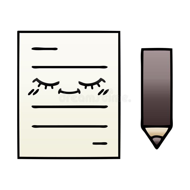 Gradient Shaded Cartoon Test Paper Stock Vector - Illustration of test ...