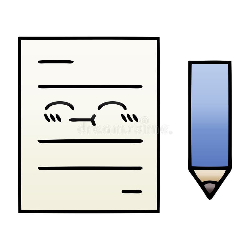 Cartoon Test Paper Exam Work Pencil Cute Illustration Retro Freehand ...