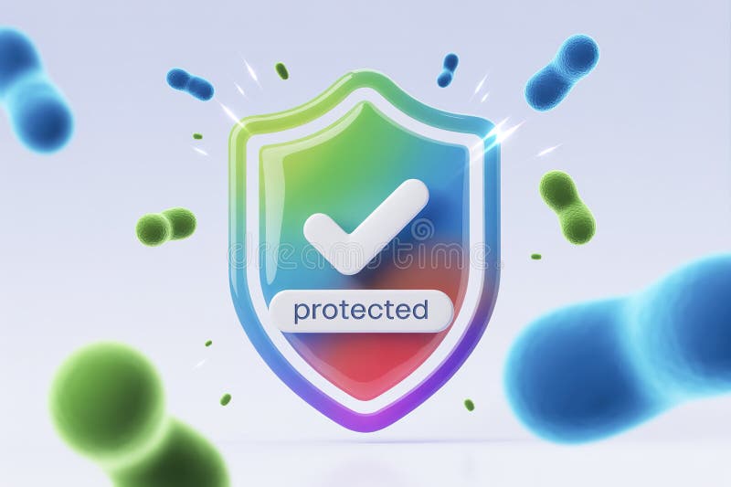 Gradient Shield with Checkmark Successfully Protects Against Blue and ...