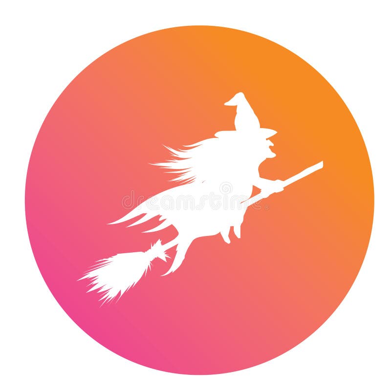 Gradient Silhouette Halloween Holiday Witch Flat Icon Stock Vector - Illustration of holiday ...