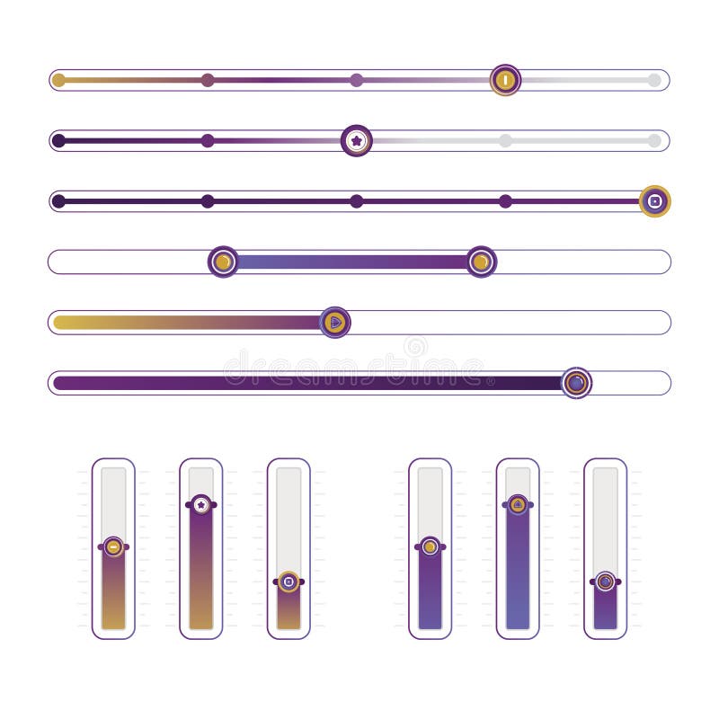 Gradient Sliders Set Vector Illustration. Stock Vector - Illustration ...
