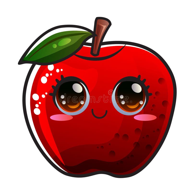 Gradient Smiling Apple Cartoon Sticker Stock Vector - Illustration of ...