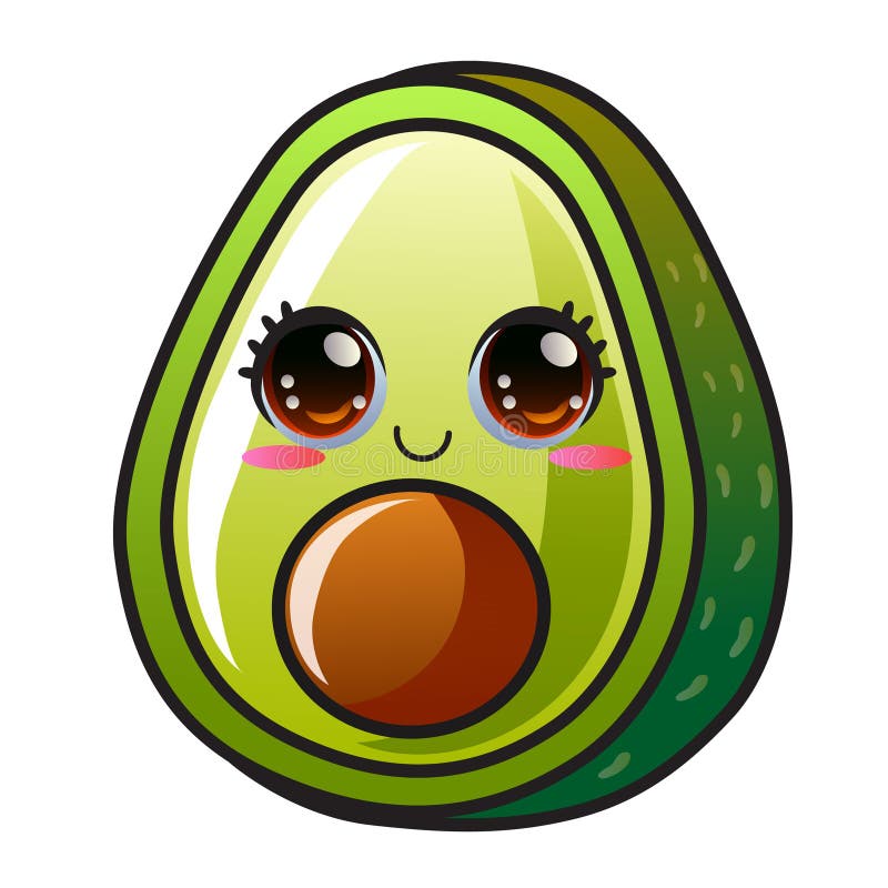 Gradient Smiling Avocado Cartoon Sticker Stock Vector - Illustration of ...