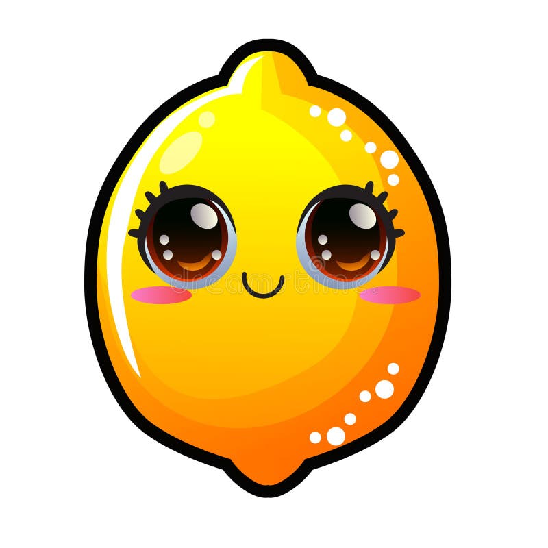 Gradient Smiling Lemon Cartoon Sticker Stock Illustration ...