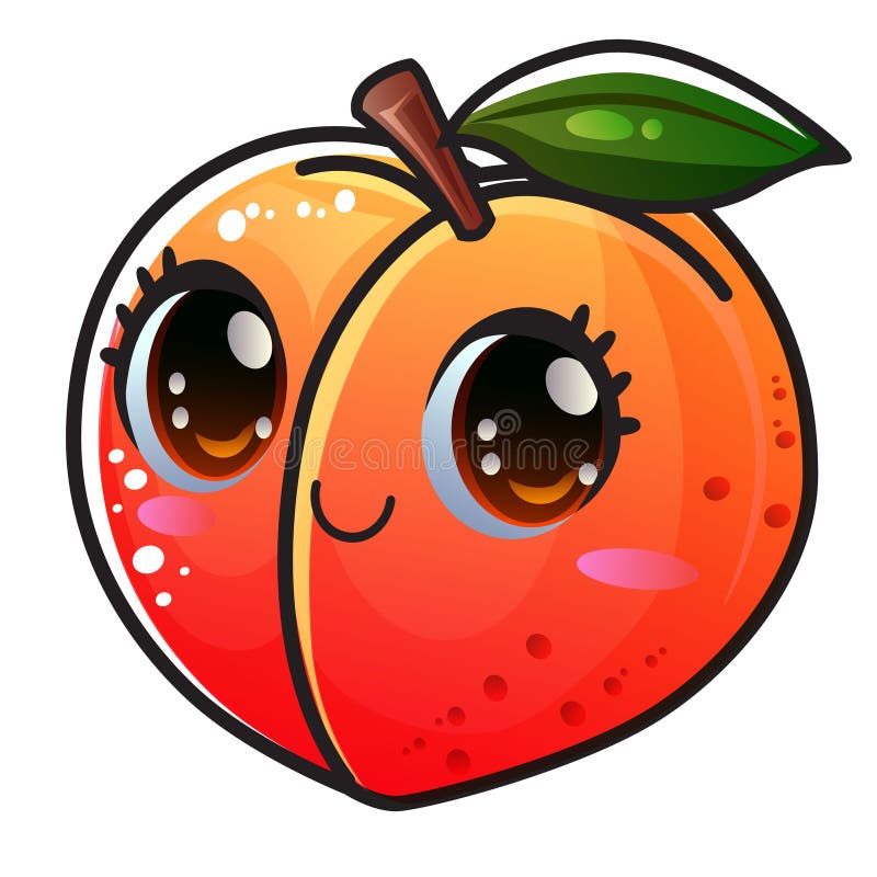 Gradient Smiling Peach Cartoon Sticker Stock Illustration ...