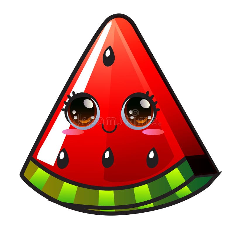 Gradient Smiling Watermelon Cartoon Sticker Stock Vector - Illustration ...