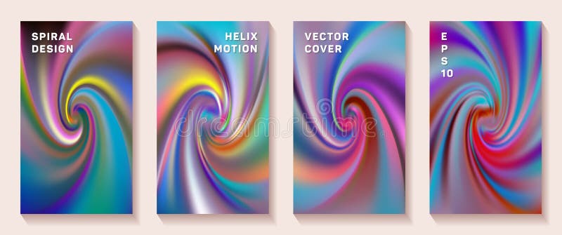 Gradient Spiral Rotation Cover Page Templates Set. Stock Vector ...