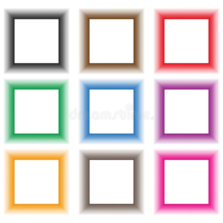 Gradient Square Frames. Multicolor Border Set. Abstract Bright Design ...